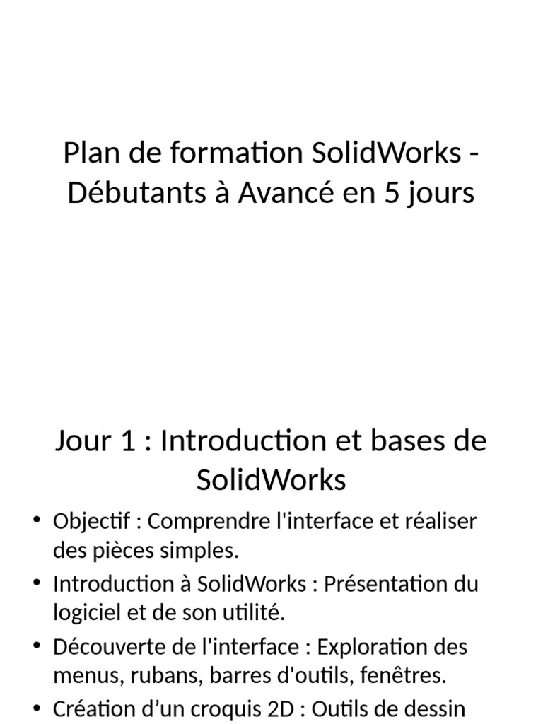 Plan Formation SolidWorks | PDF