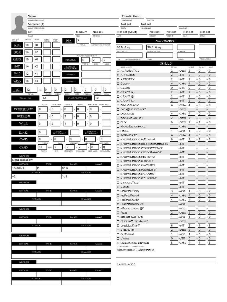 Charactersheet | PDF