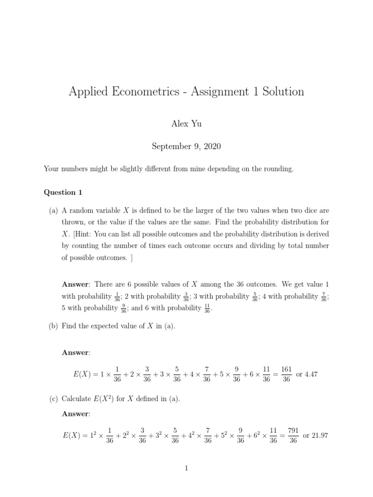 Assignment 1 Solution | PDF Assignment 1 Solution | PDF