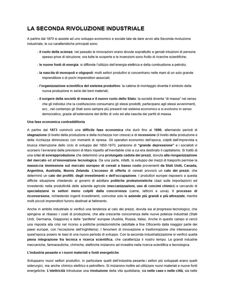 La Seconda Rivoluzione Industriale | PDF