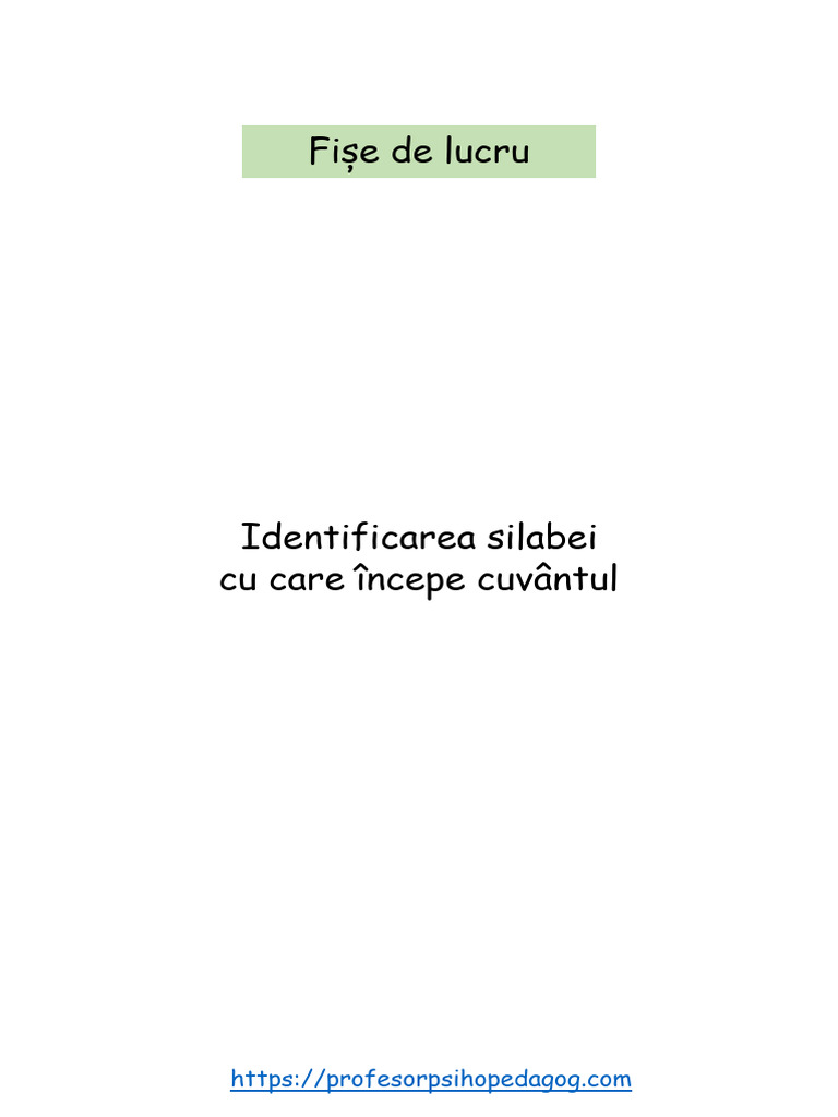 Fise Identificare Silabe | PDF