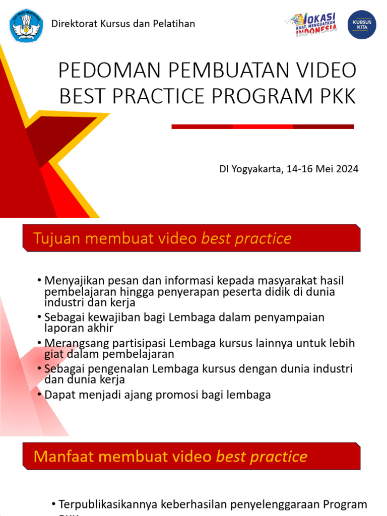 Pedoman Pembuatan Video Best Practice Program PKK 15052024 | PDF
