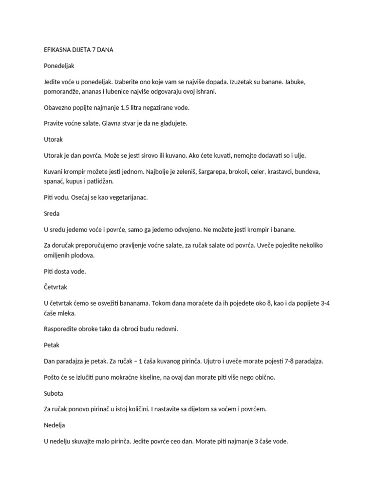 Efikasna Dijeta 7 Dana | PDF