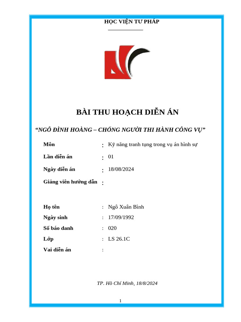 Ho So 25 - Ngo Dinh Hoang | PDF