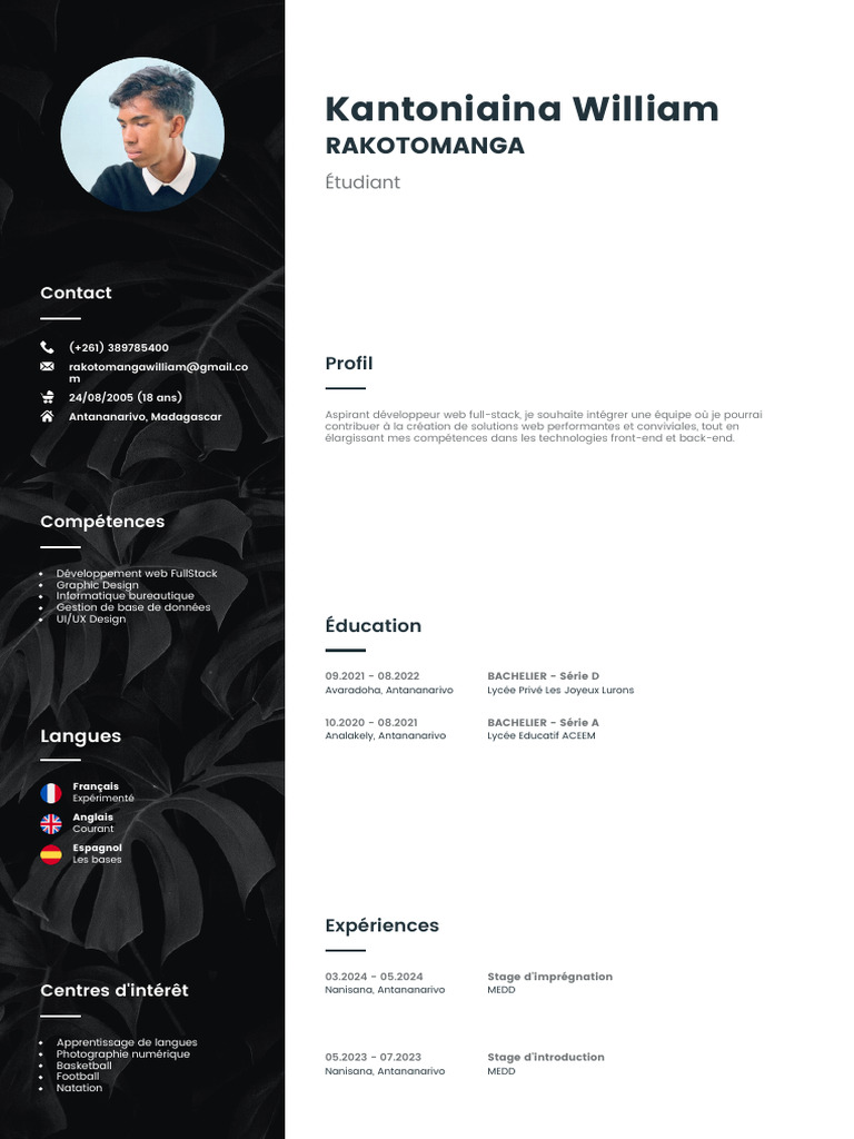 CV-Kantoniaina William Rakotomanga | PDF