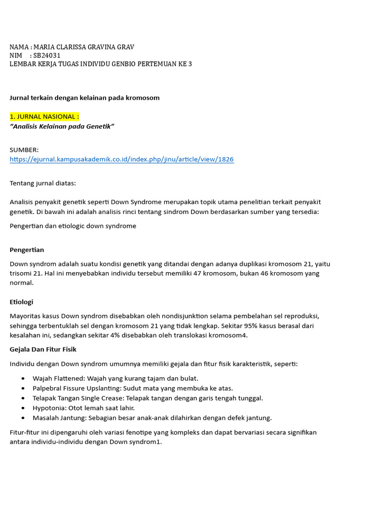 Tugas Maria Clarissa Gravina Grav Genbio | PDF
