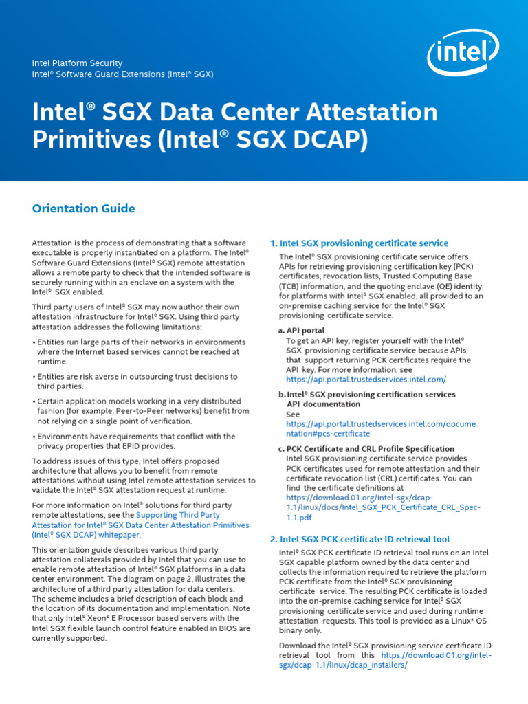 Intel SGX Dcap Ecdsa Orientation | PDF