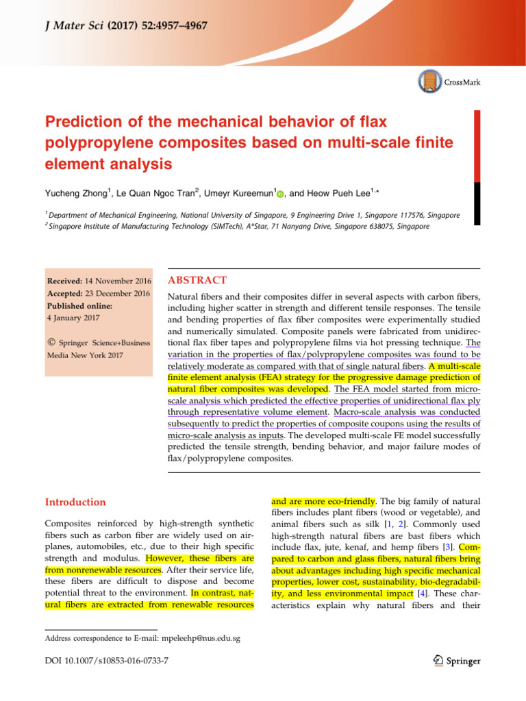 Prediction of The Mechanical Behavior of Flax Polypropylene Composites ...