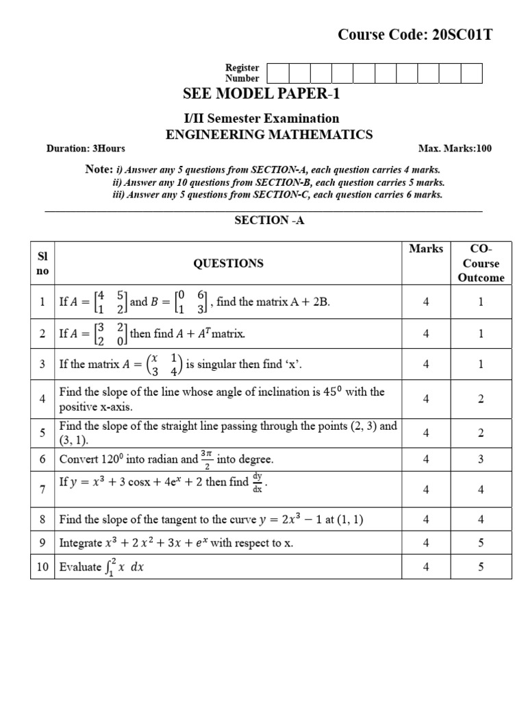 Model Question Paper | PDF