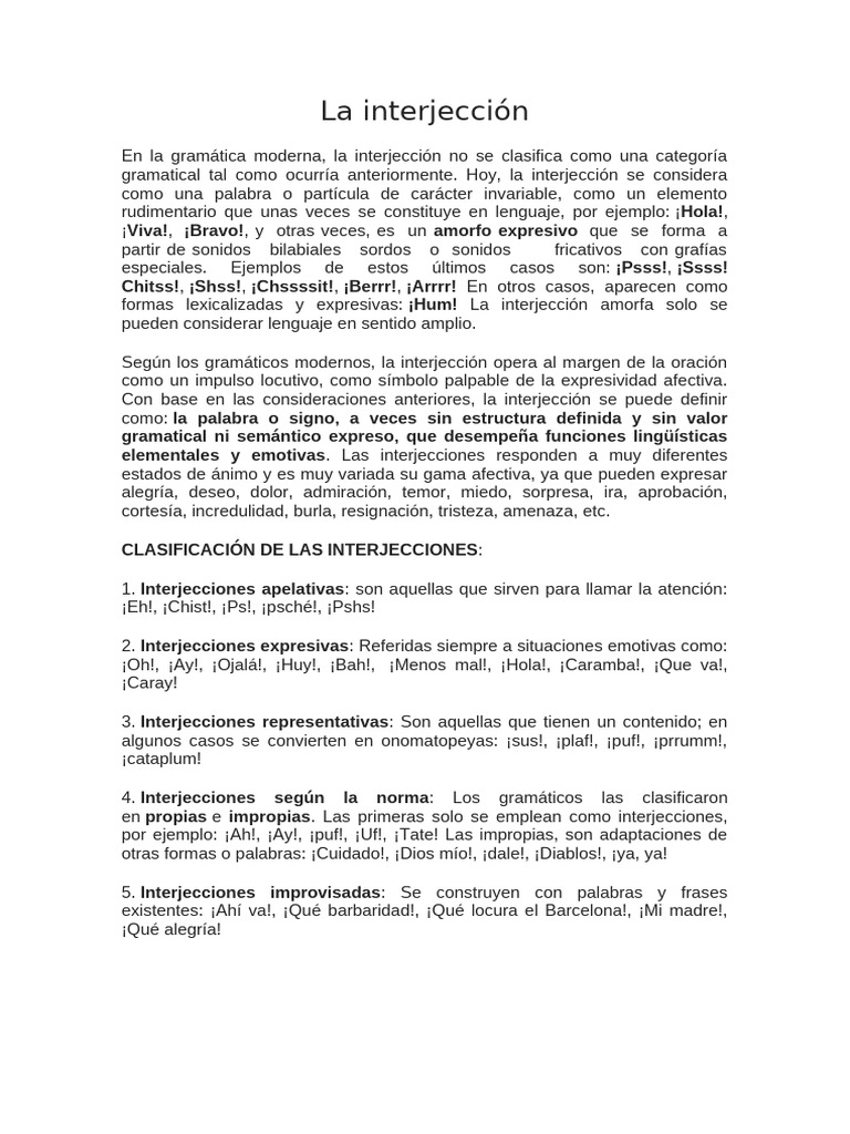 La Interjección Nico | PDF