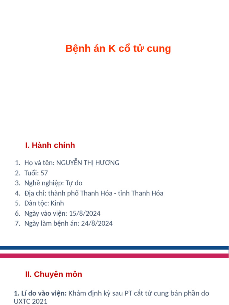 Bệnh Án K Cổ Tử Cung | PDF