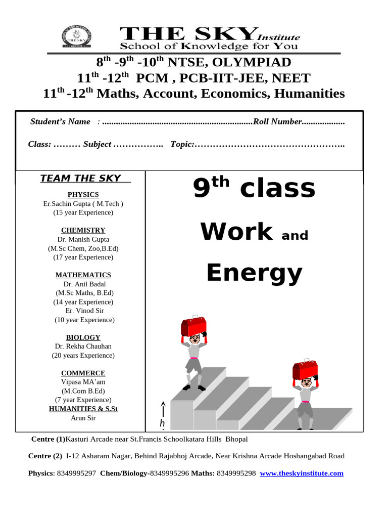 9th Work Energy MCQ | PDF