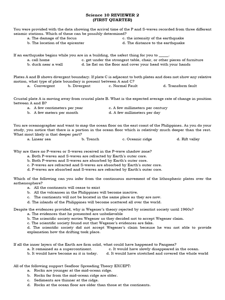 Science 10 REVIEWER 2 | PDF