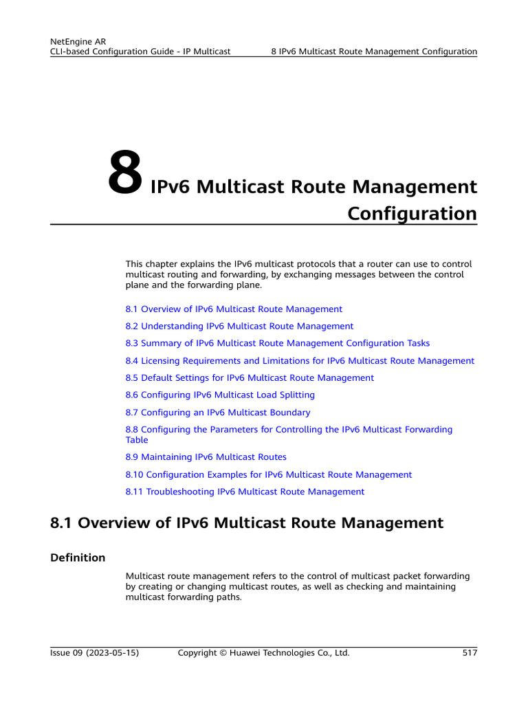 01-08 IPv6 Multicast Route Management Configuration | PDF