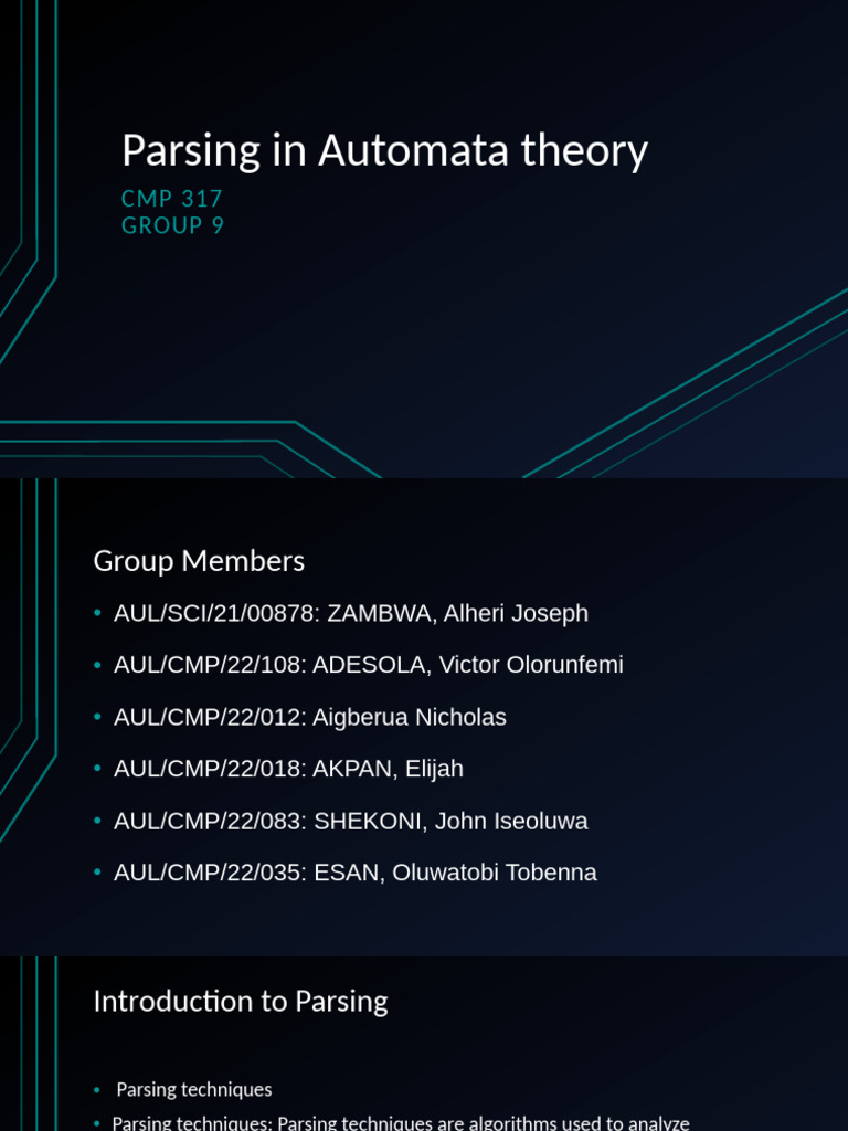 Parsing in Automata Theory | PDF