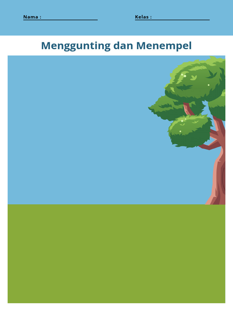 Menggunting Dan Menempel Lembar Kerja Biru Hijau Illustratif PDF | PDF