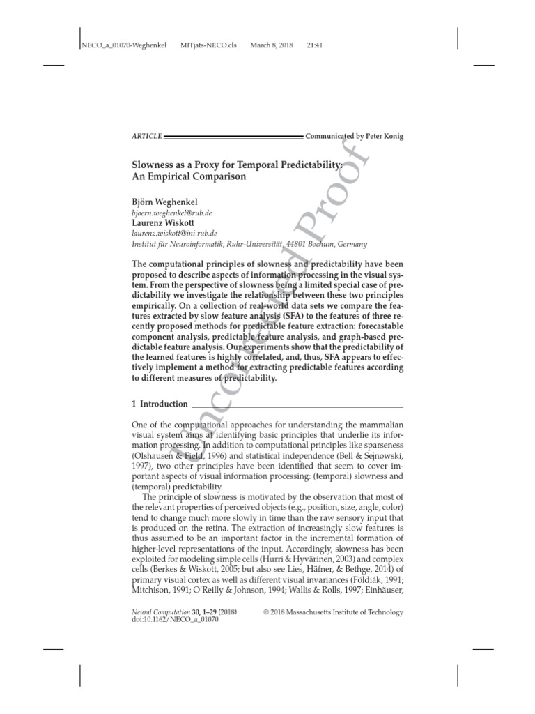 Slowness vs. Temporal Predictability | PDF | Mathematical Optimization | Applied Mathematics