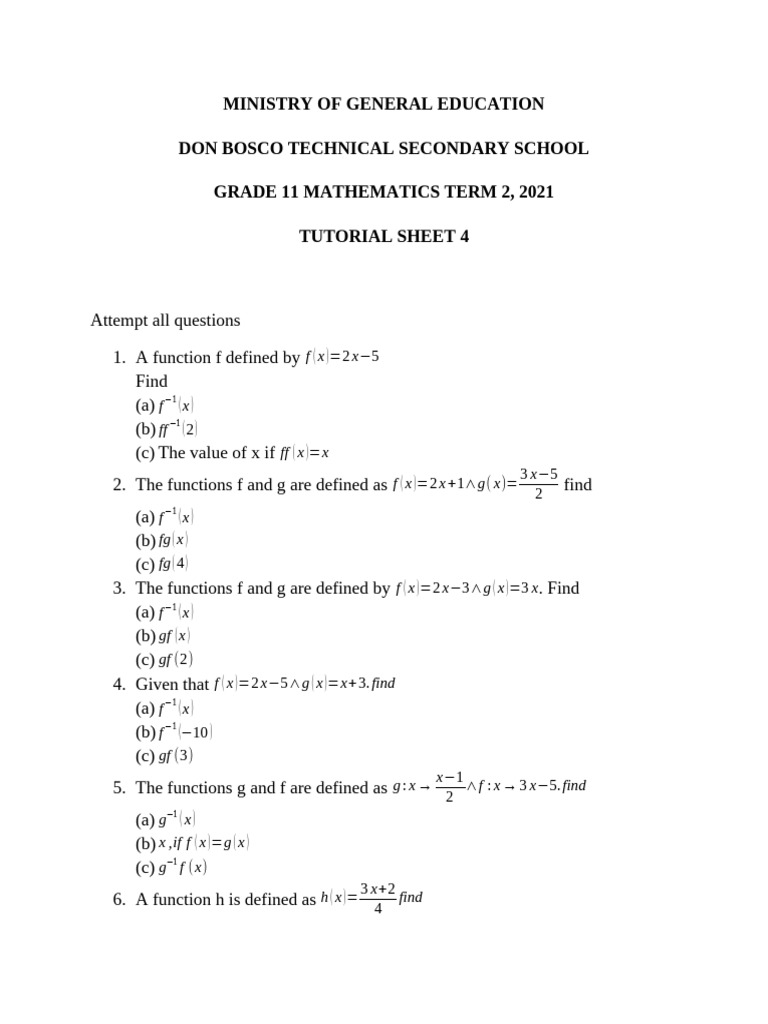 Grade Eleven Tutorial Sheet | PDF | Teaching Methods & Materials