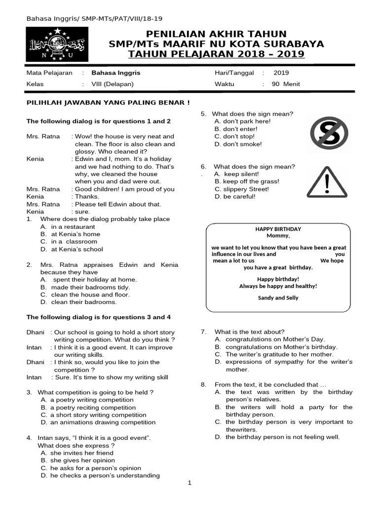 Naskah Soal Pat. 18 - 19 | PDF