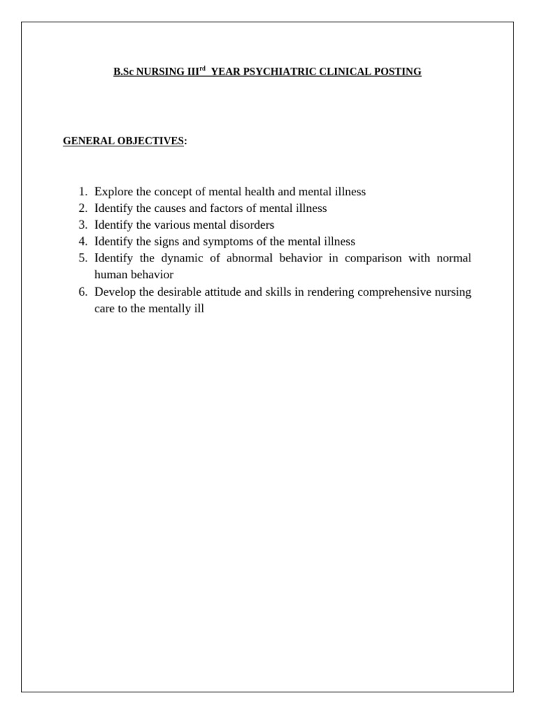 History Taking Format in Psychiatric Nursing GNM Ii Yr | PDF