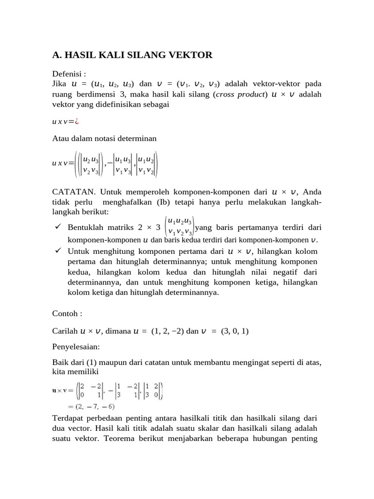 Hasil Kali Silang Vektor - Kalkulus Vektor | PDF