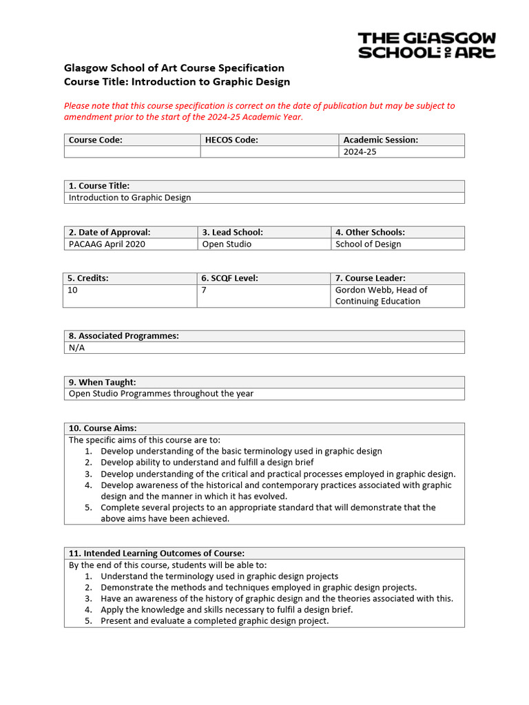 Introduction To Graphic Design 2024 25 | PDF