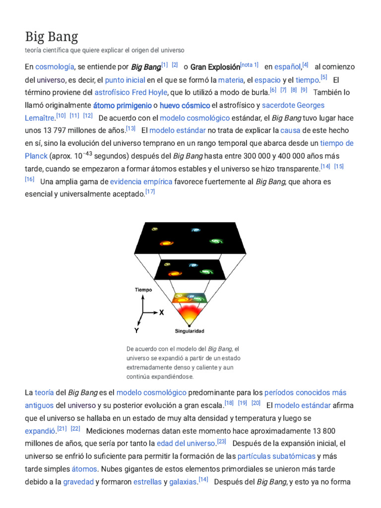 Big Bang - Wikipedia, La Enciclopedia Libre | PDF | Big Bang | Universo