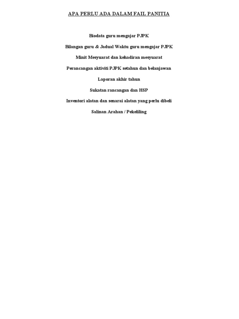 Apa Perlu Ada Dalam Fail Panitia | PDF