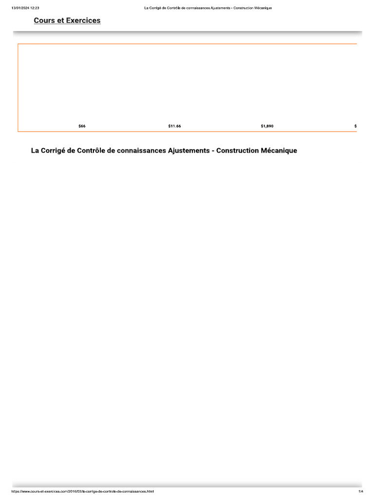 Contrôle Corrigé de Connaissances Ajustements - Construction Mécanique Corrigé | PDF