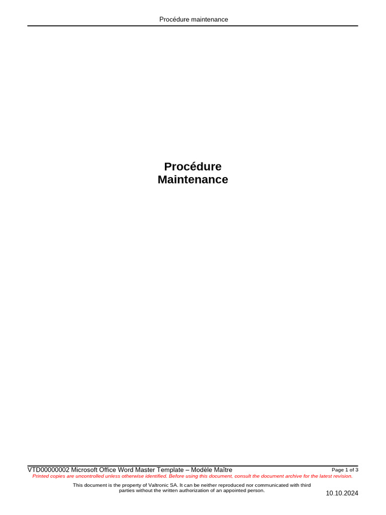 Procédure Maintenance | PDF