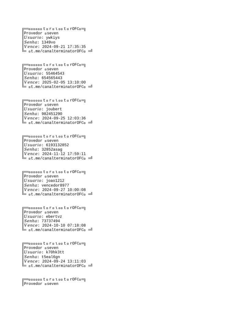 IPTV User Credentials List | PDF | Technology & Engineering