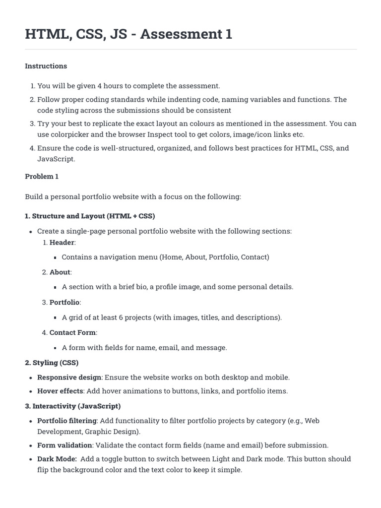 HTML, CSS, JS - Assessment 1 | PDF | Computers HTML, CSS, JS - Assessment 1 | PDF | Computers