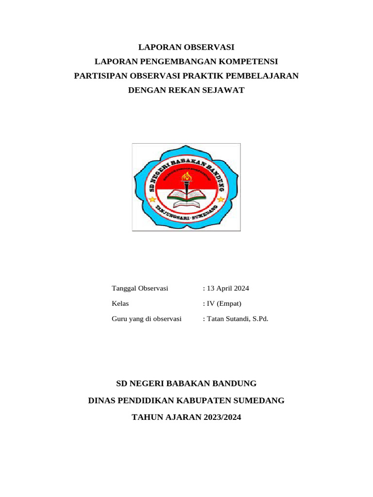 Laporan Kegiatan Observasi Tatan Fix | PDF