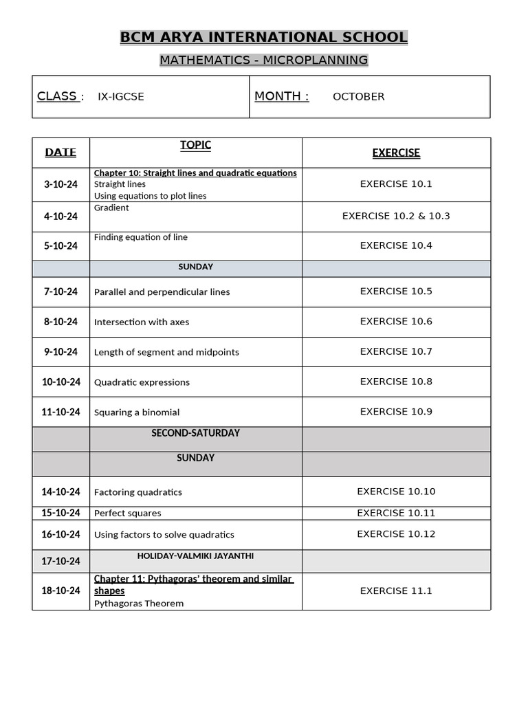 Microplanning - Ix-Igcse-Oct | PDF