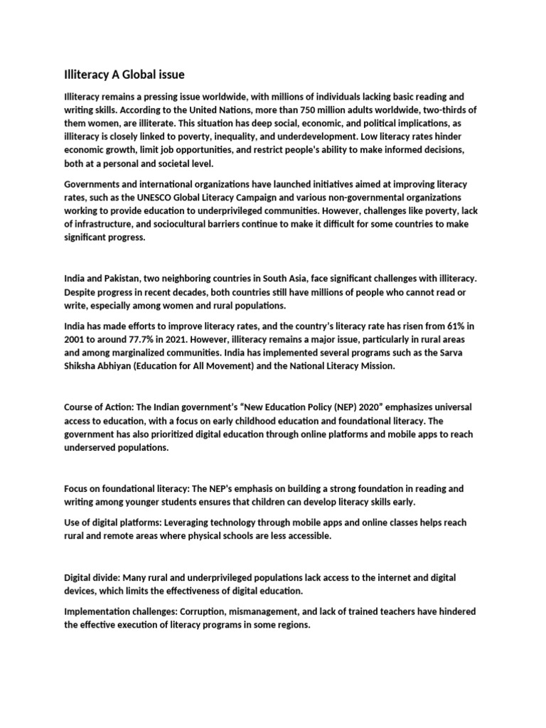Global Illiteracy | PDF