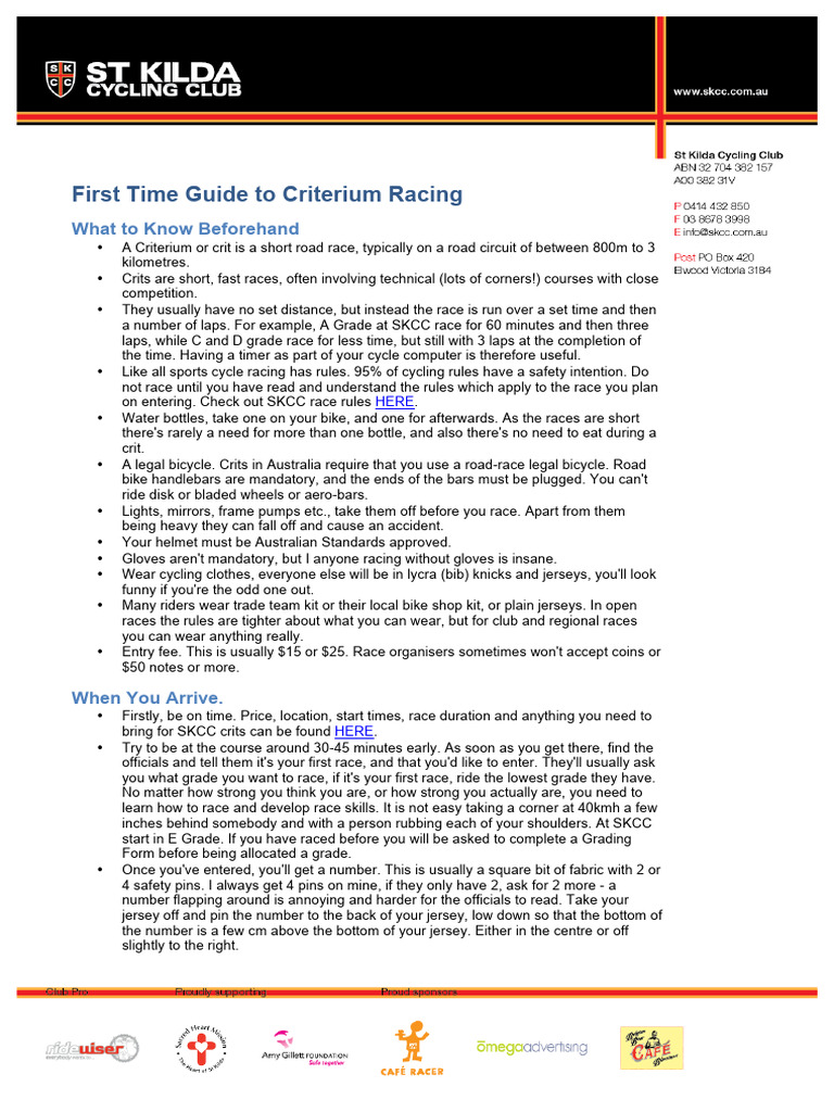 Criterium Racing: Essential Rules Guide | PDF | Road Bicycle Racing ...