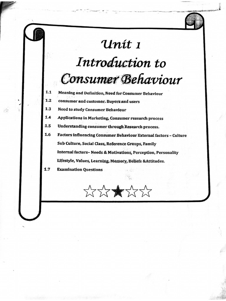 Consumer Behaviour Unit 1 | PDF