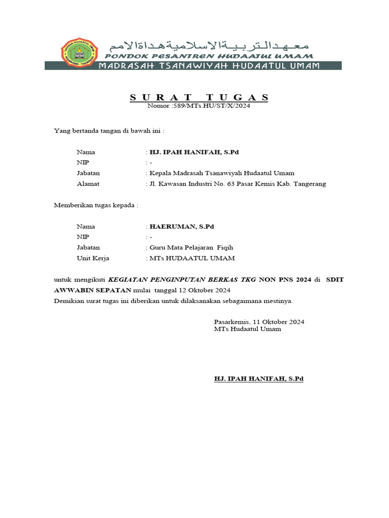 Surat Tugas TKG OK | PDF