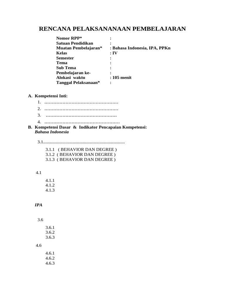 Draf Format RPP 2013 | PDF