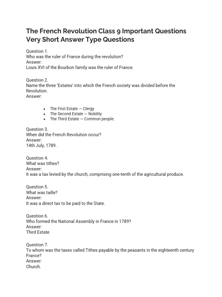French Revolution MCQ | PDF