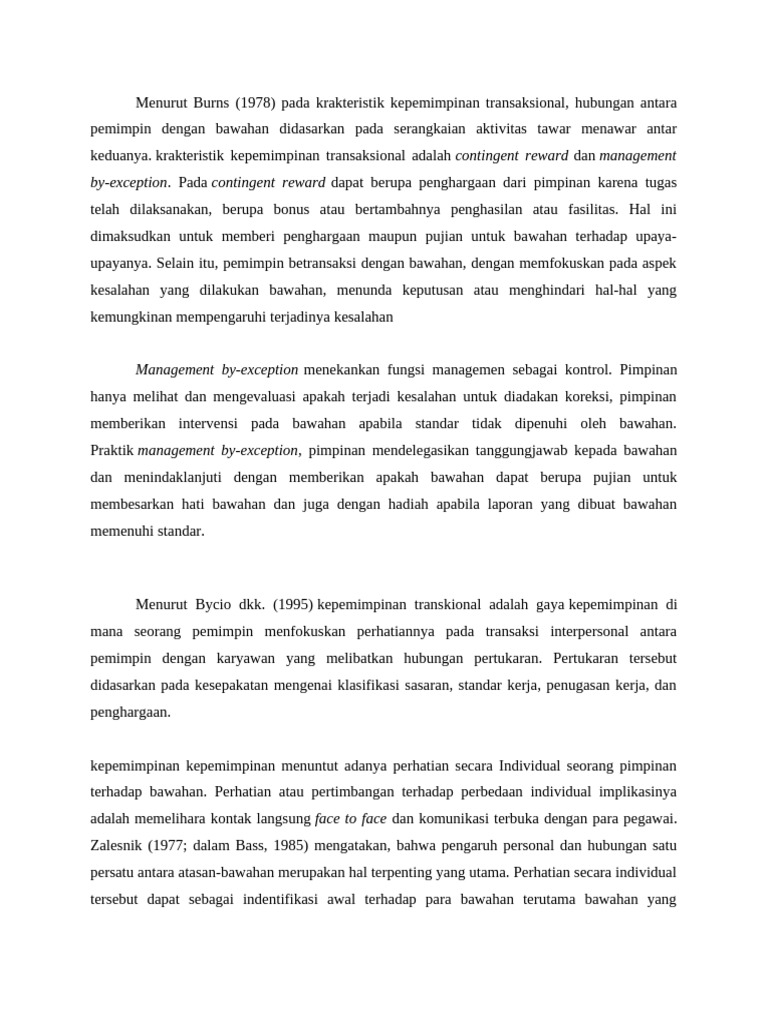 Karakteristik Kepemimpinan Transk & Transf | PDF