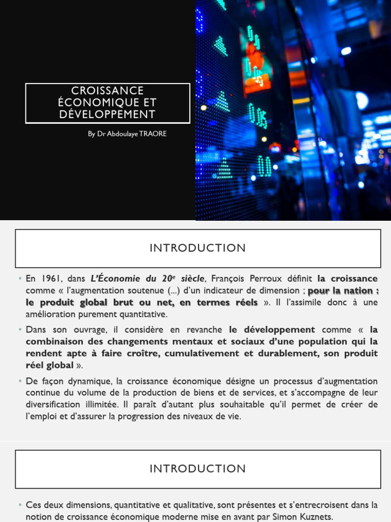 Croissance Economique & Developpement | PDF