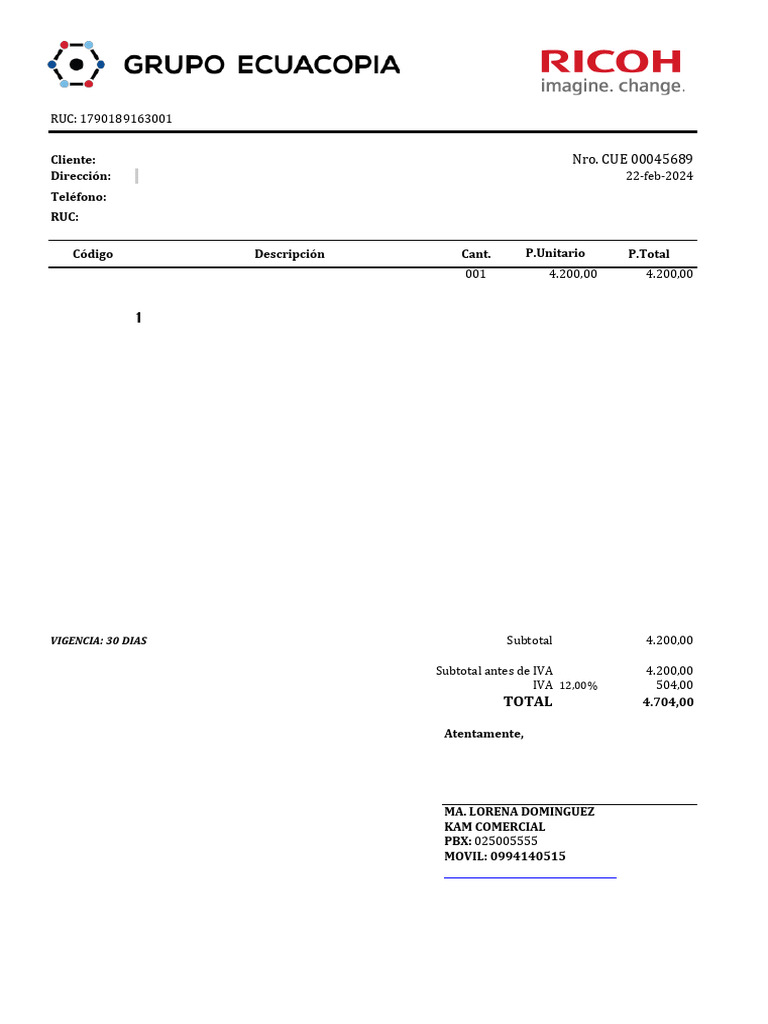 Proforma para Infima Cuantia GAD PAUTE 22 FEB 2024 | PDF