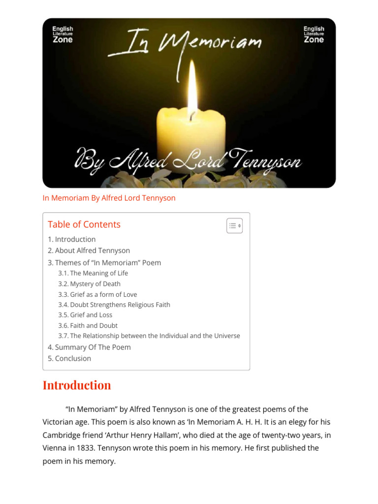 In Memoriam by Alfred Tennyson | PDF