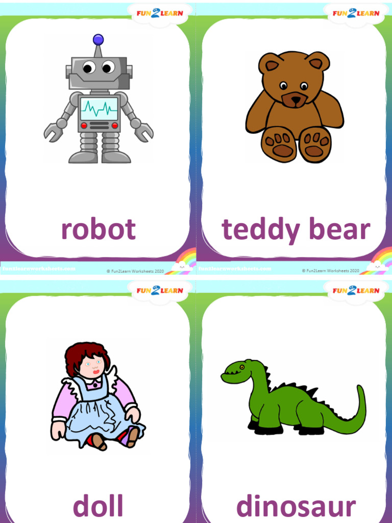 Flashcards Robot Teddybear Doll Dinosaur Train Ball Car Plane Wardrobe ...