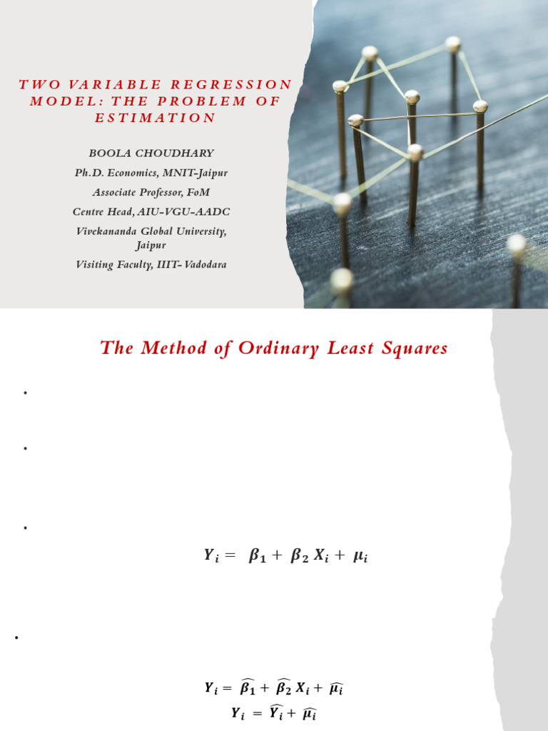 Two Variable Regression Model - The Problem of Estimation | PDF