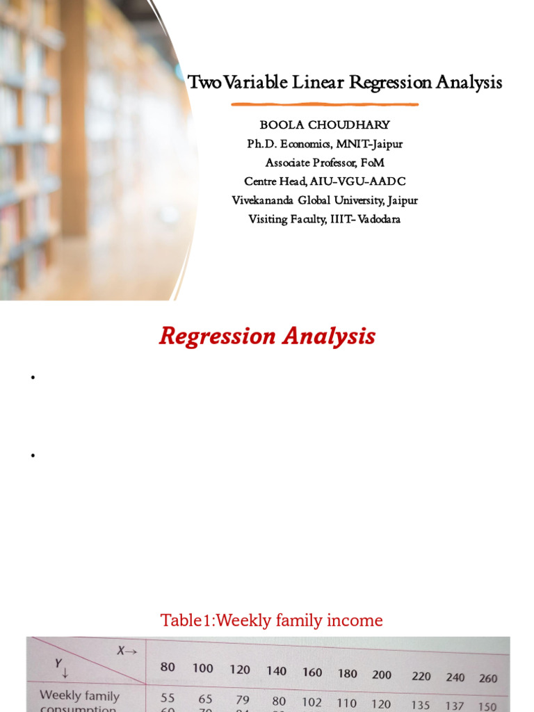 Two Variable Linear Regression Analysis Pdf 