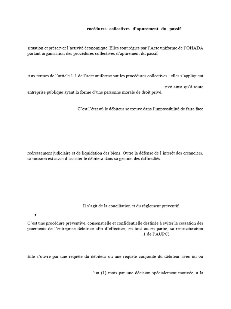 Titre III Procédures Collectives | PDF