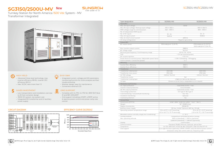 Inverter SG3150-2500U-MV - Datasheet | PDF