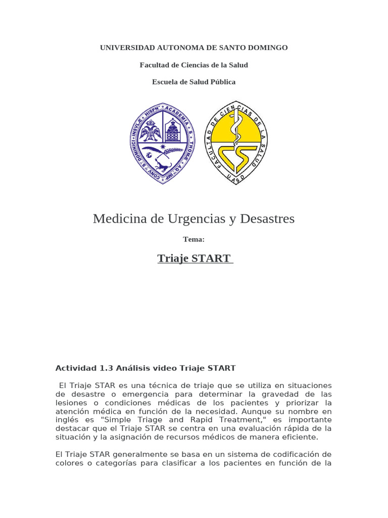 Triaje START | PDF | Medicina CLINICA | Relaciones personales, crianza ...
